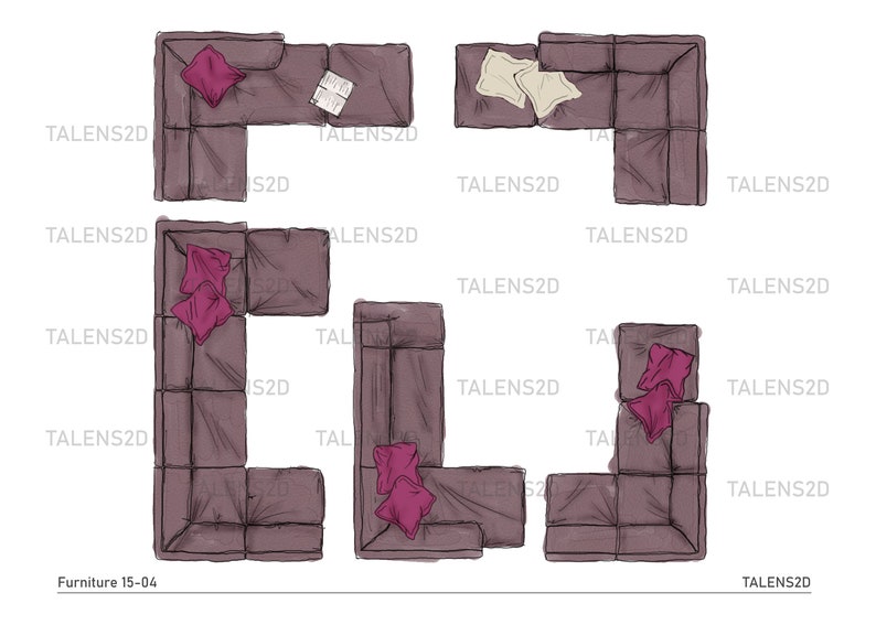 Sofa Furniture Top View, 2D Furniture Top View for Floor Plans, PNG ...