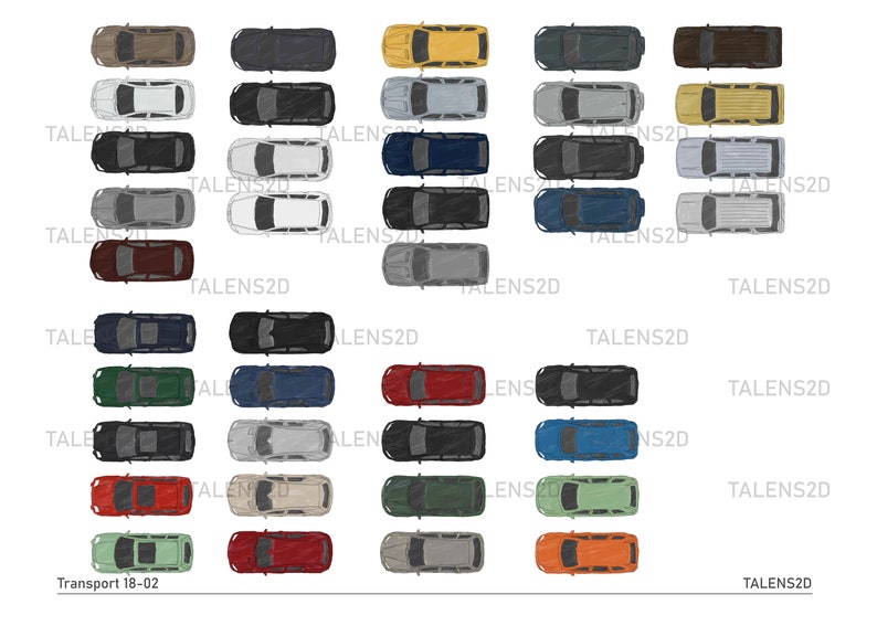 Car Top View, 2D Top View PNG for Floor Plan, PNG Files for Download - Etsy