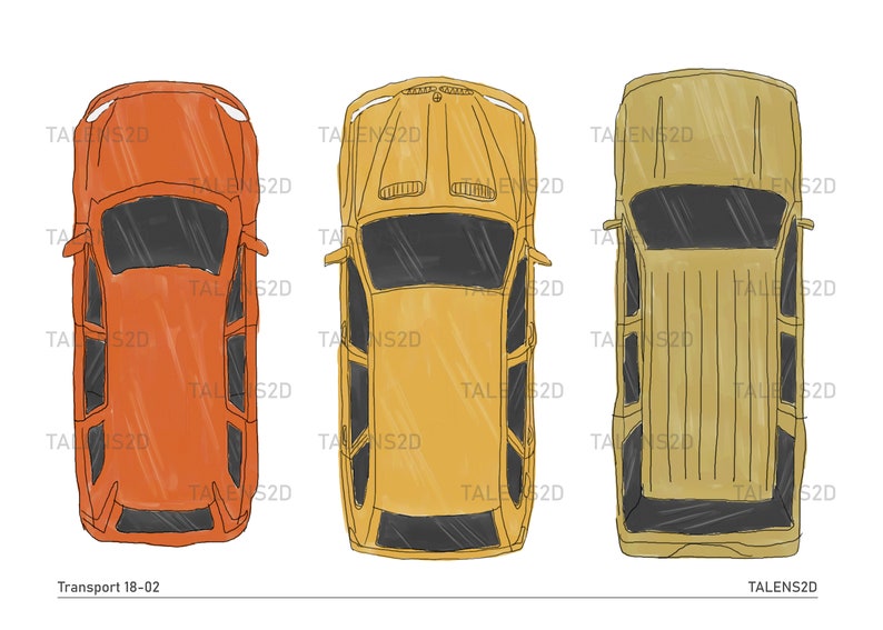 Car Top View, 2D Top View PNG for Floor Plan, PNG Files for Download - Etsy