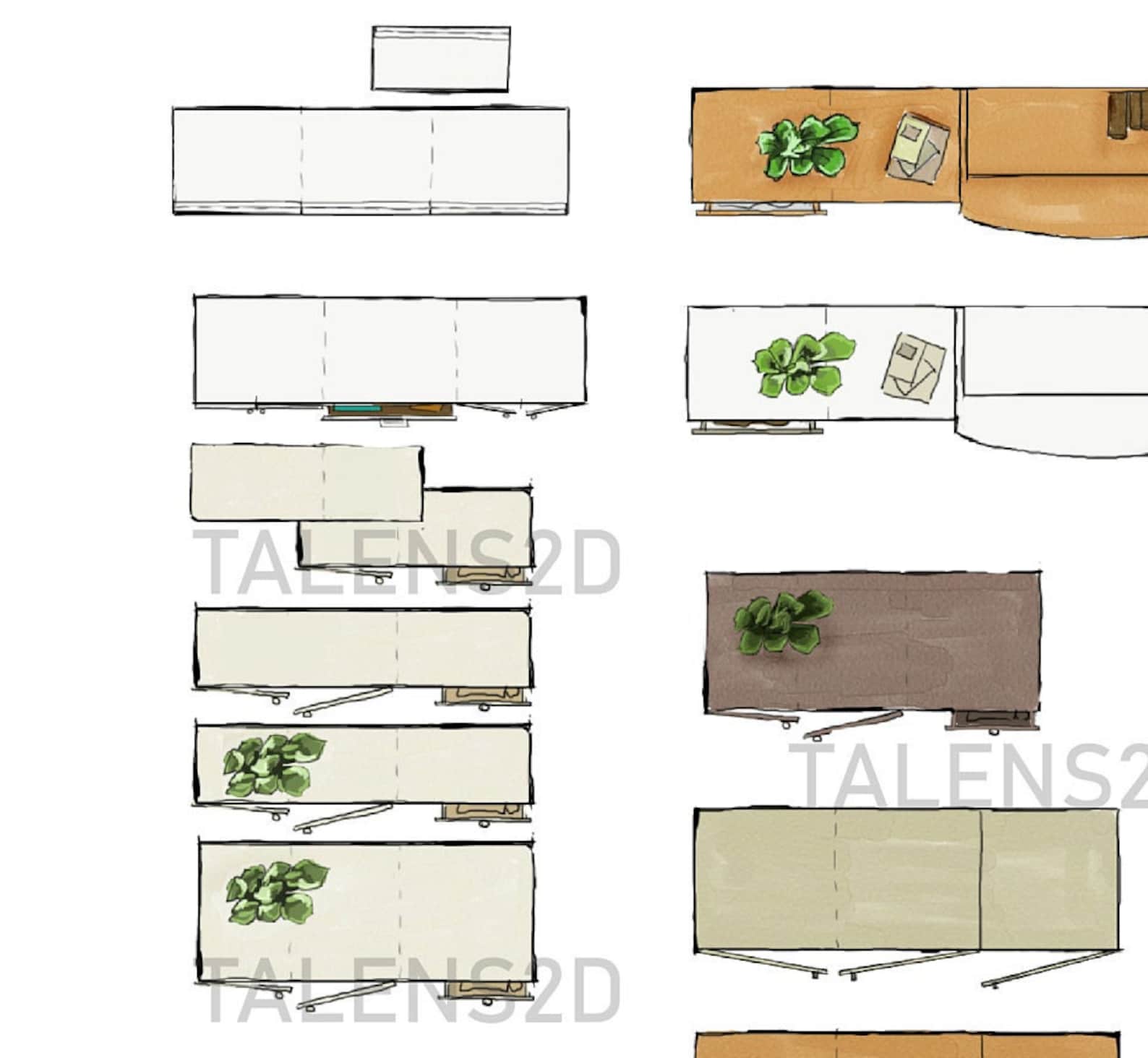 Cabinet Furniture Top View 2D Furniture Top View for Floor - Etsy