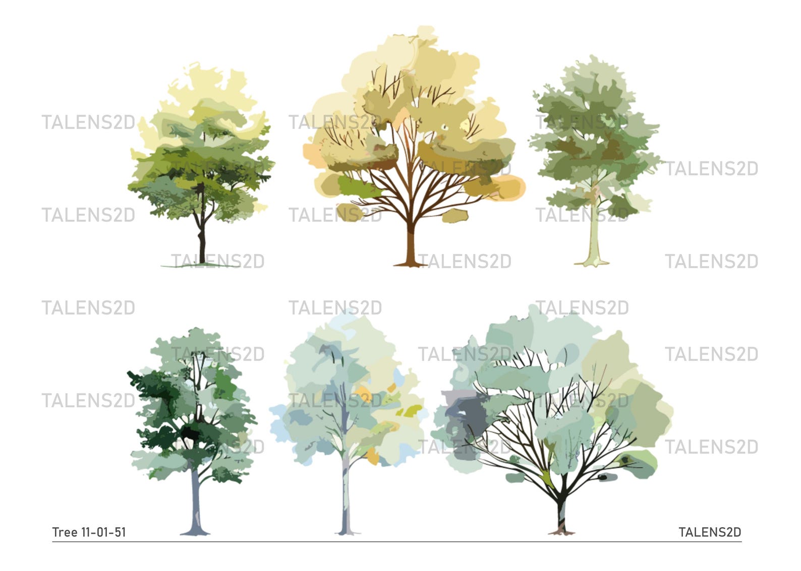 Watercolor Trees Clipart | Painted Tree Clipart | PNG Graphics ...