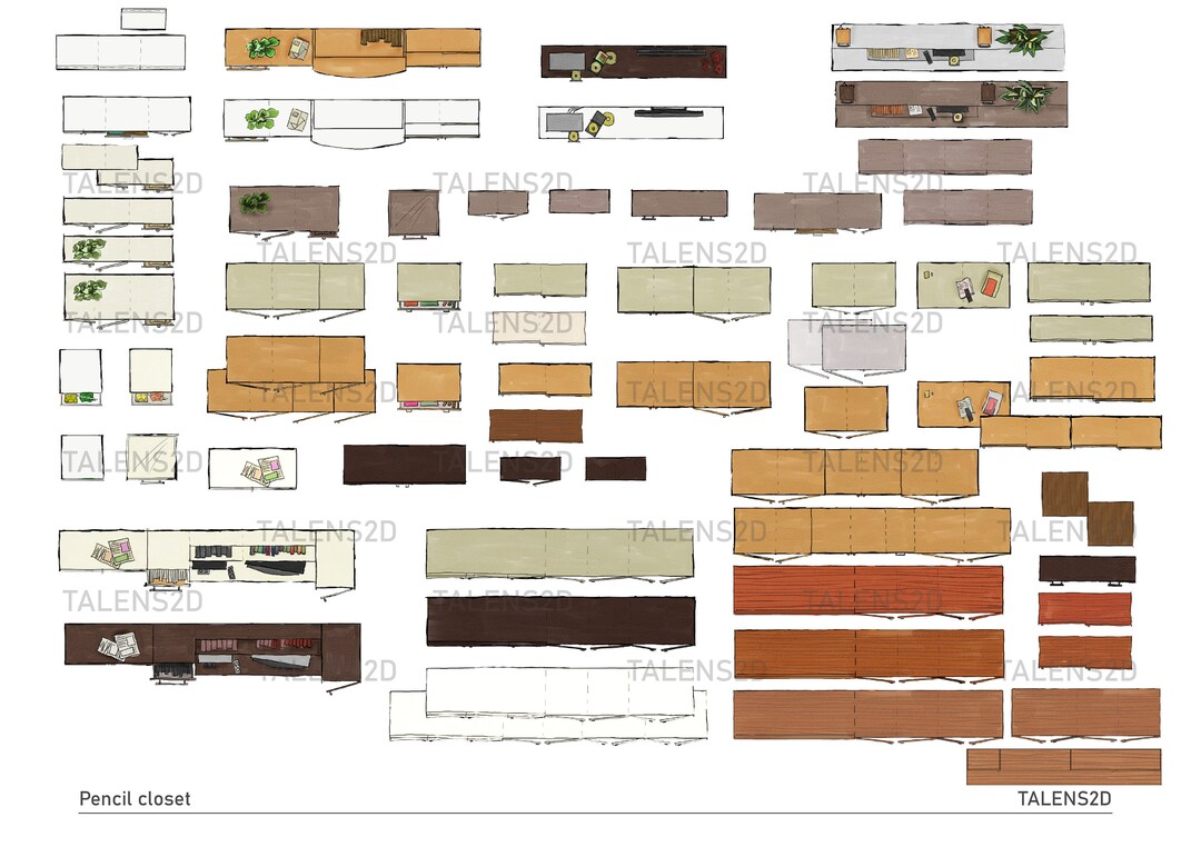 Cabinet Furniture Top View 2D Furniture Top View for Floor - Etsy