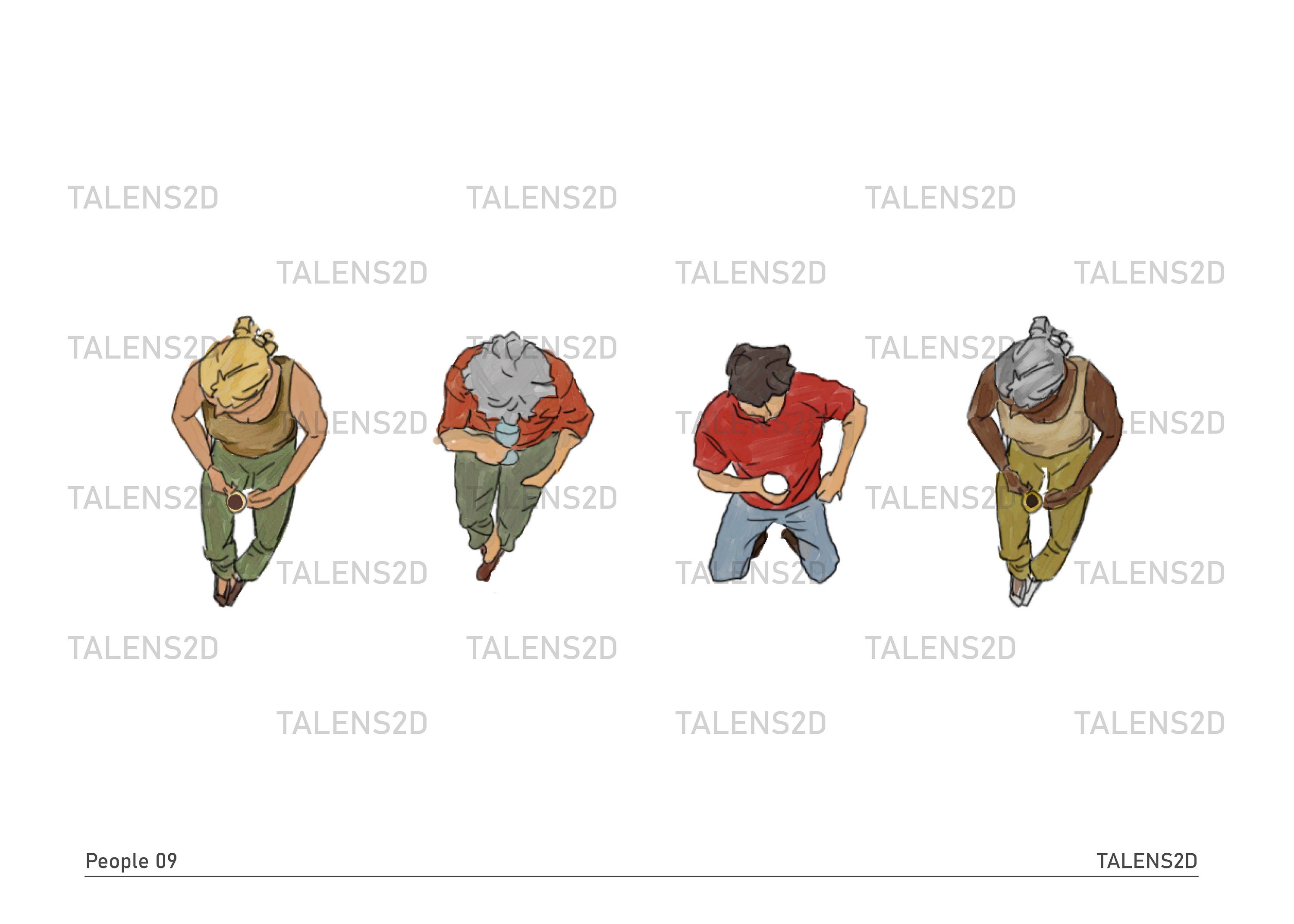 People Top View, 2D Landscape Top View for Floor Plans, PNG Files for ...