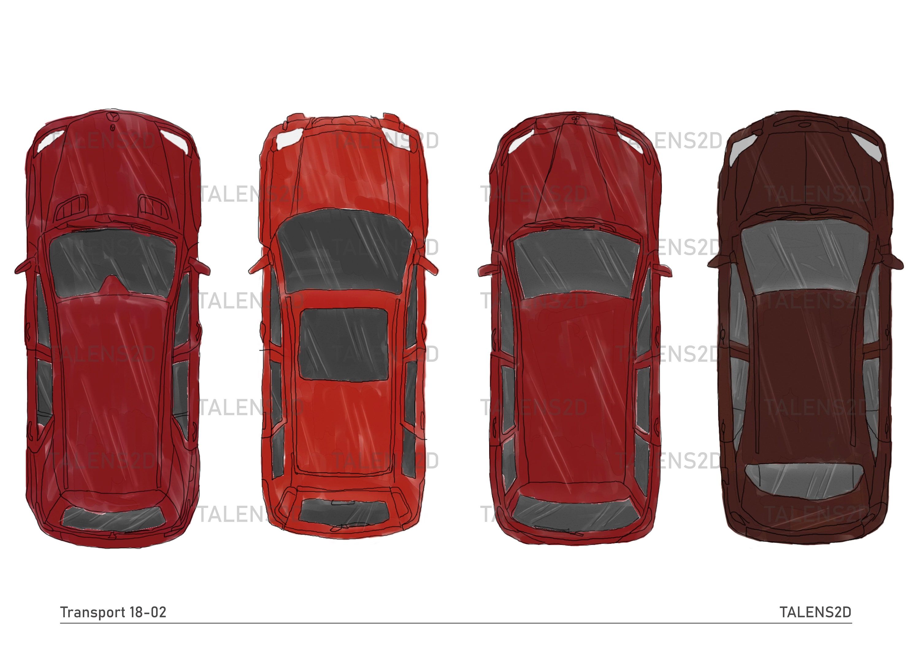Car Top View, 2D Top View PNG for Floor Plan, PNG Files for Download - Etsy