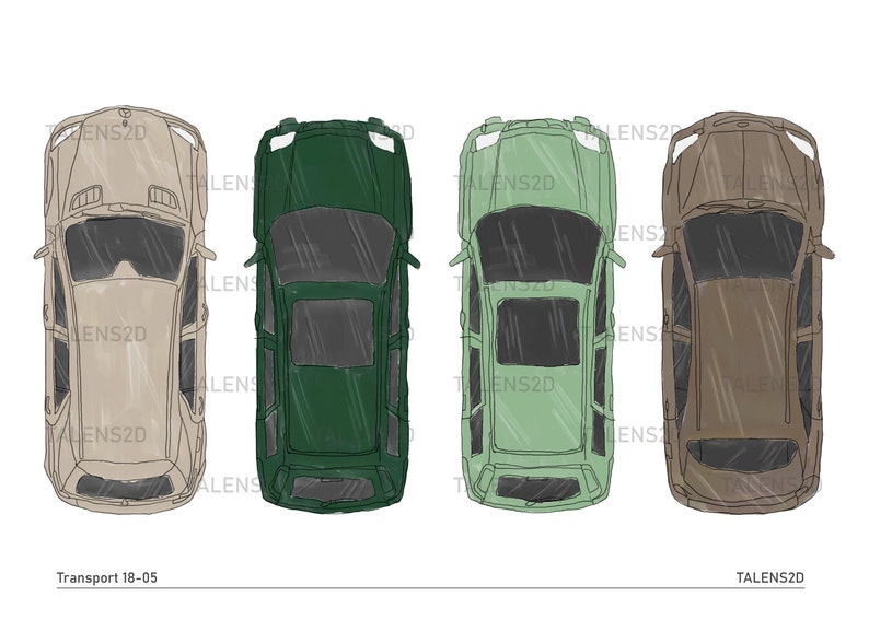 Car Top View, 2D Top View PNG for Floor Plan, PNG Files for Download - Etsy
