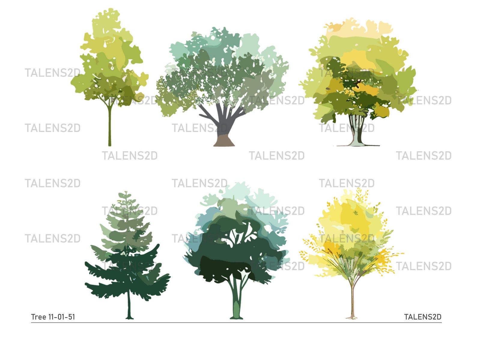 Watercolor Trees Clipart | Painted Tree Clipart | PNG Graphics ...