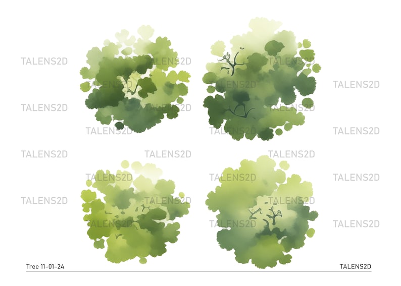 Tree Top View, 2D Landscape Clipart in PNG - Etsy