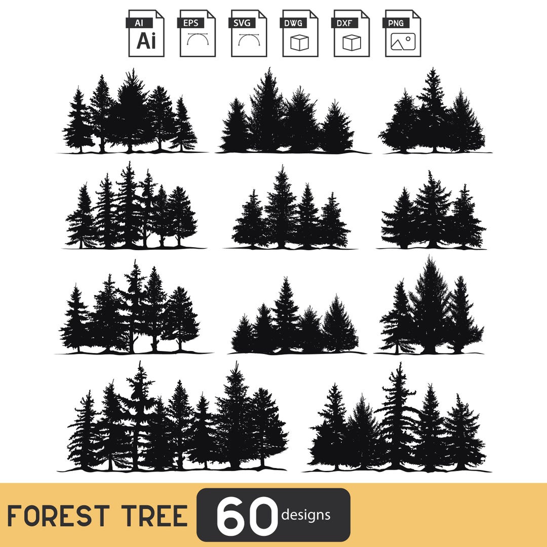 Forest Tree SVG Bundle, Forest Trees SVG, Forest Tree Silhouette ...