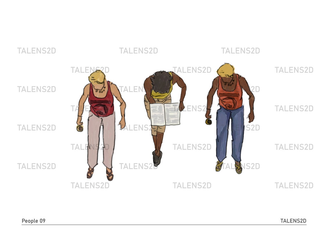 People Top View, 2D Landscape Top View for Floor Plans, PNG Files for ...