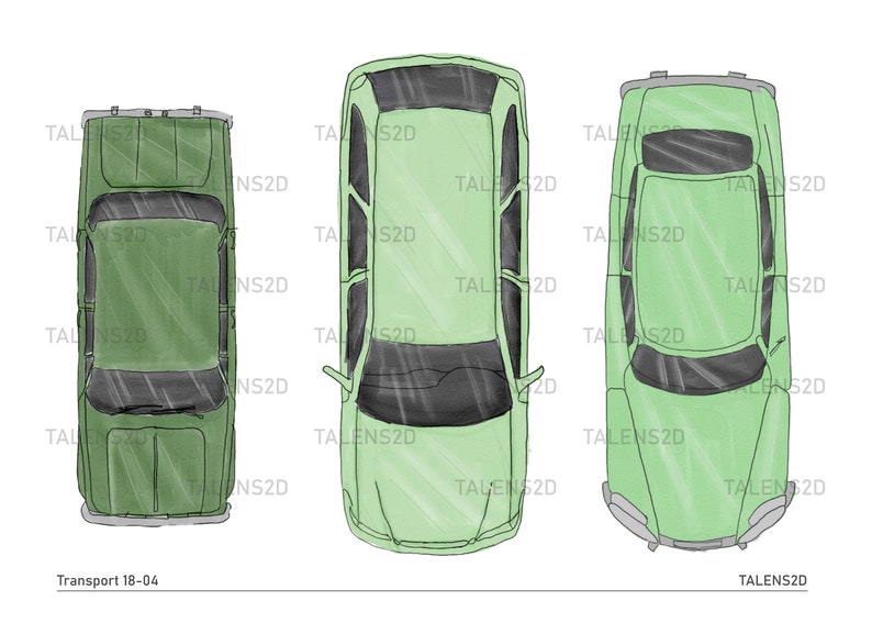 Car Top View, 2D Top View PNG for Floor Plan, PNG Files for Download ...