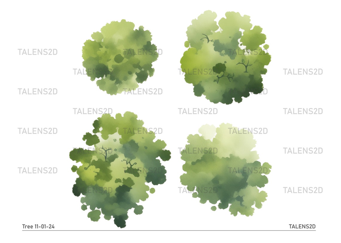Tree Top View, 2D Landscape Clipart in PNG - Etsy