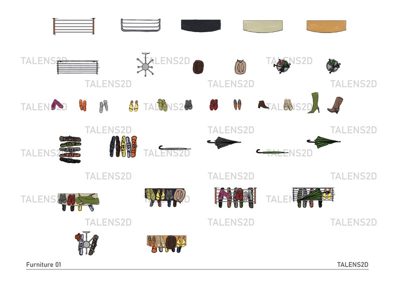 Various Furniture Top View, 2D Furniture Top View for Floor Plans, PNG ...