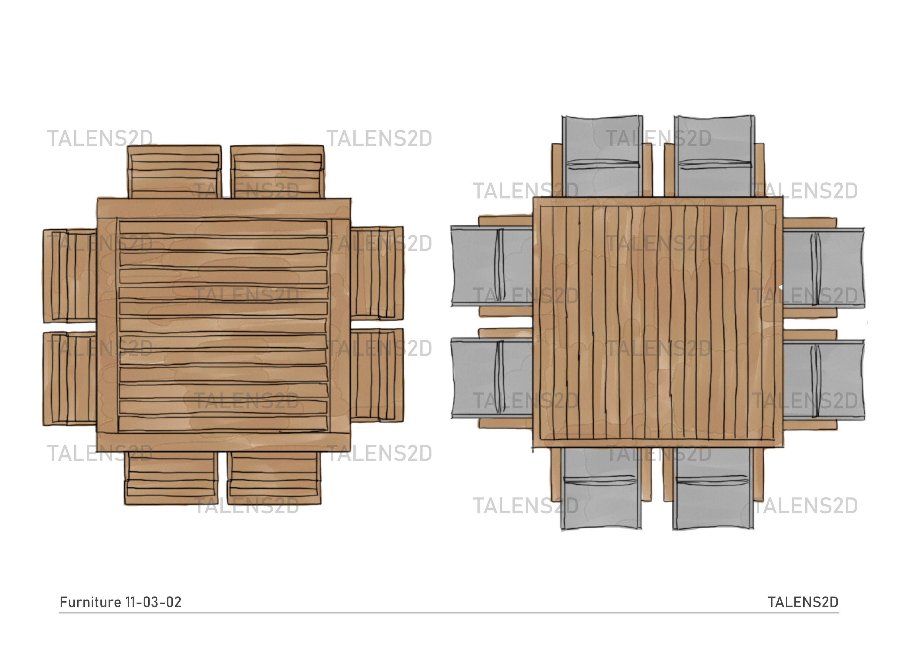 2D Garden Furniture Top View for Floor Plans (PNG Files) - Etsy