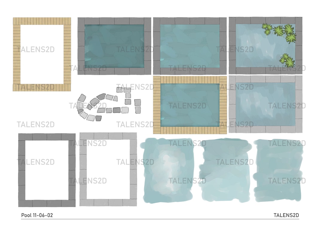 Pool Top View, 2D Landscape Top View for Floor Plans, PNG Files for ...