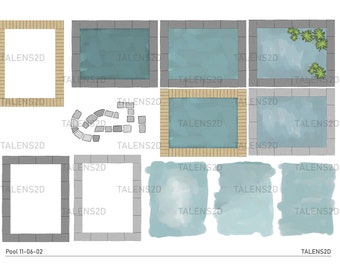 Pool Top View, 2D Landscape Top View for Floor Plans, PNG Files for ...