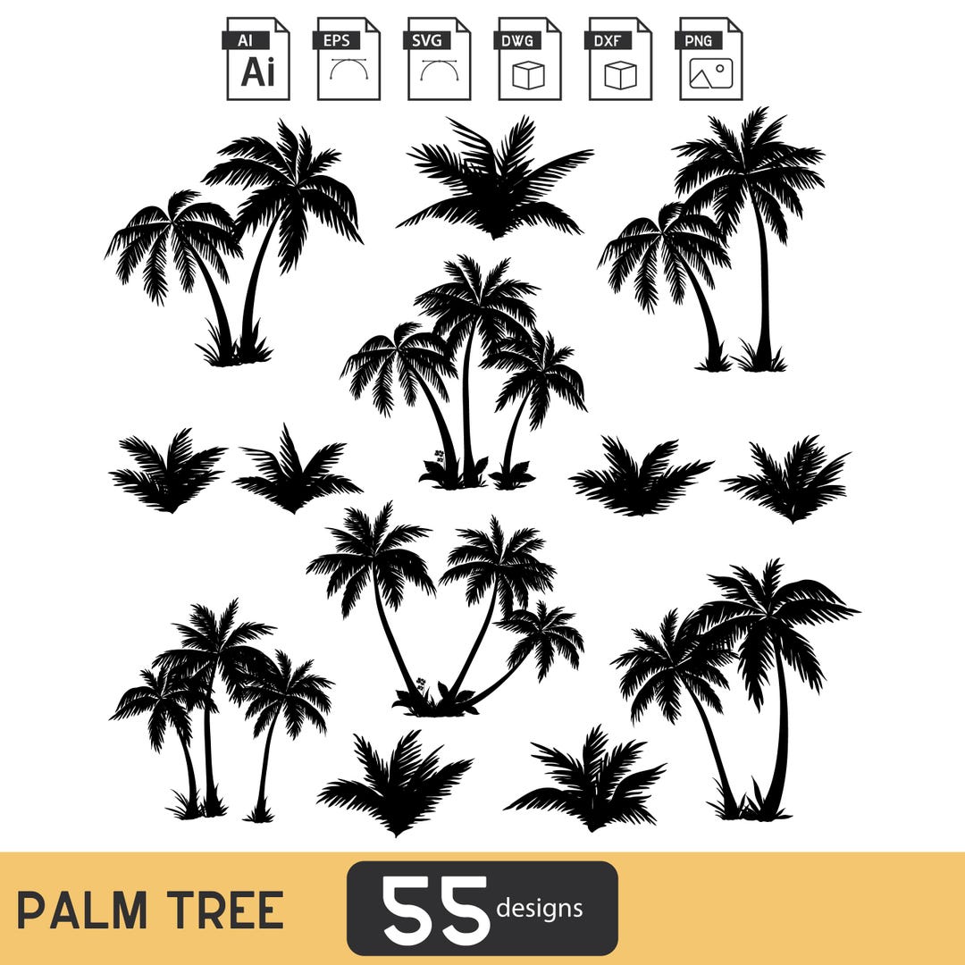 Palm Tree SVG Bundle, Palm Trees SVG, Palm Tree Silhouette, Palm Tree ...