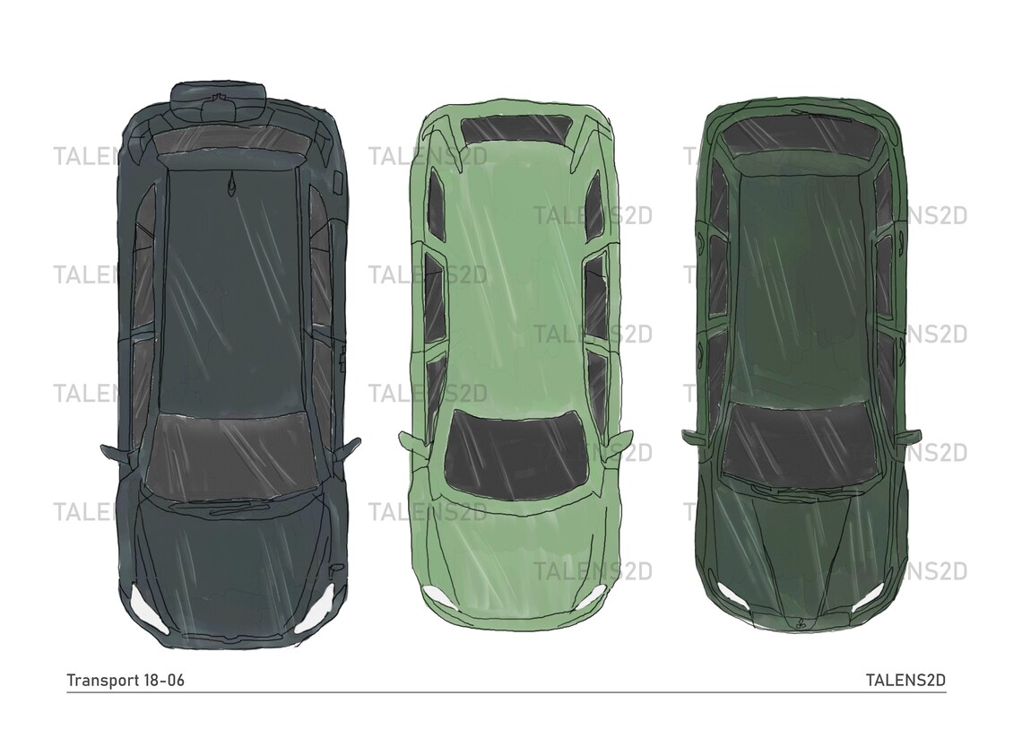 Car Top View, 2D Furniture Top View for Floor Plans, PNG Files for ...