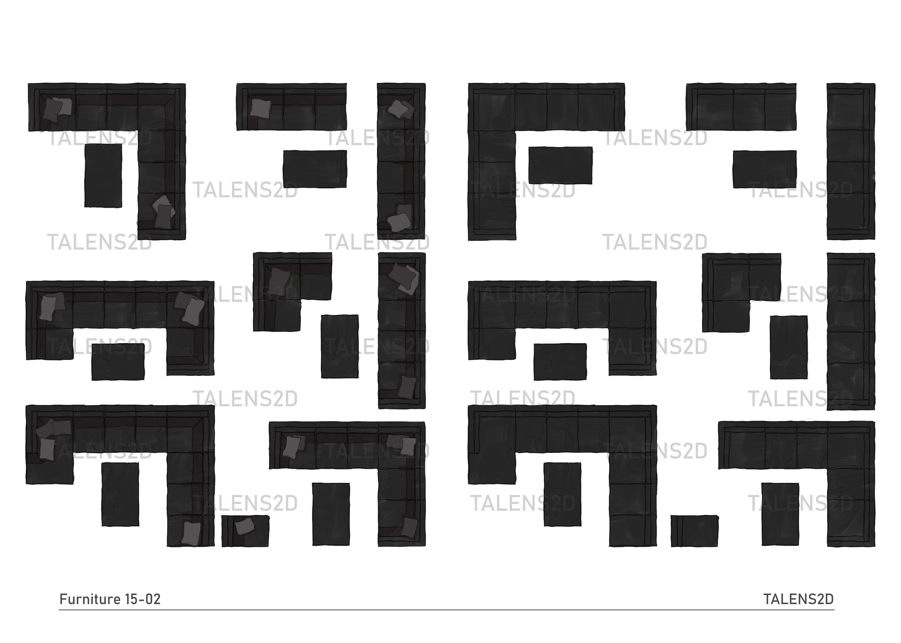 Sofa Top View, 2D Top View PNG for Floor Plan, PNG Files for Download ...