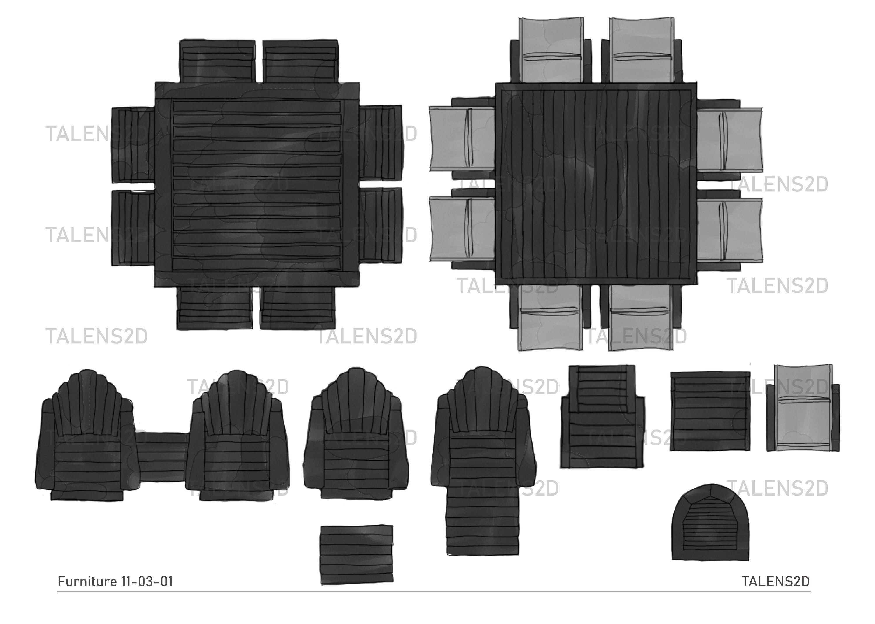 2D Furniture Top View, Garden Landscape Floor Plans (PNG Files) - Etsy