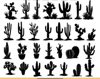 Cactus SVG, Ai, Eps, PNG, Dxf, Jpg File. Silhouette Clipart. Succulent ...