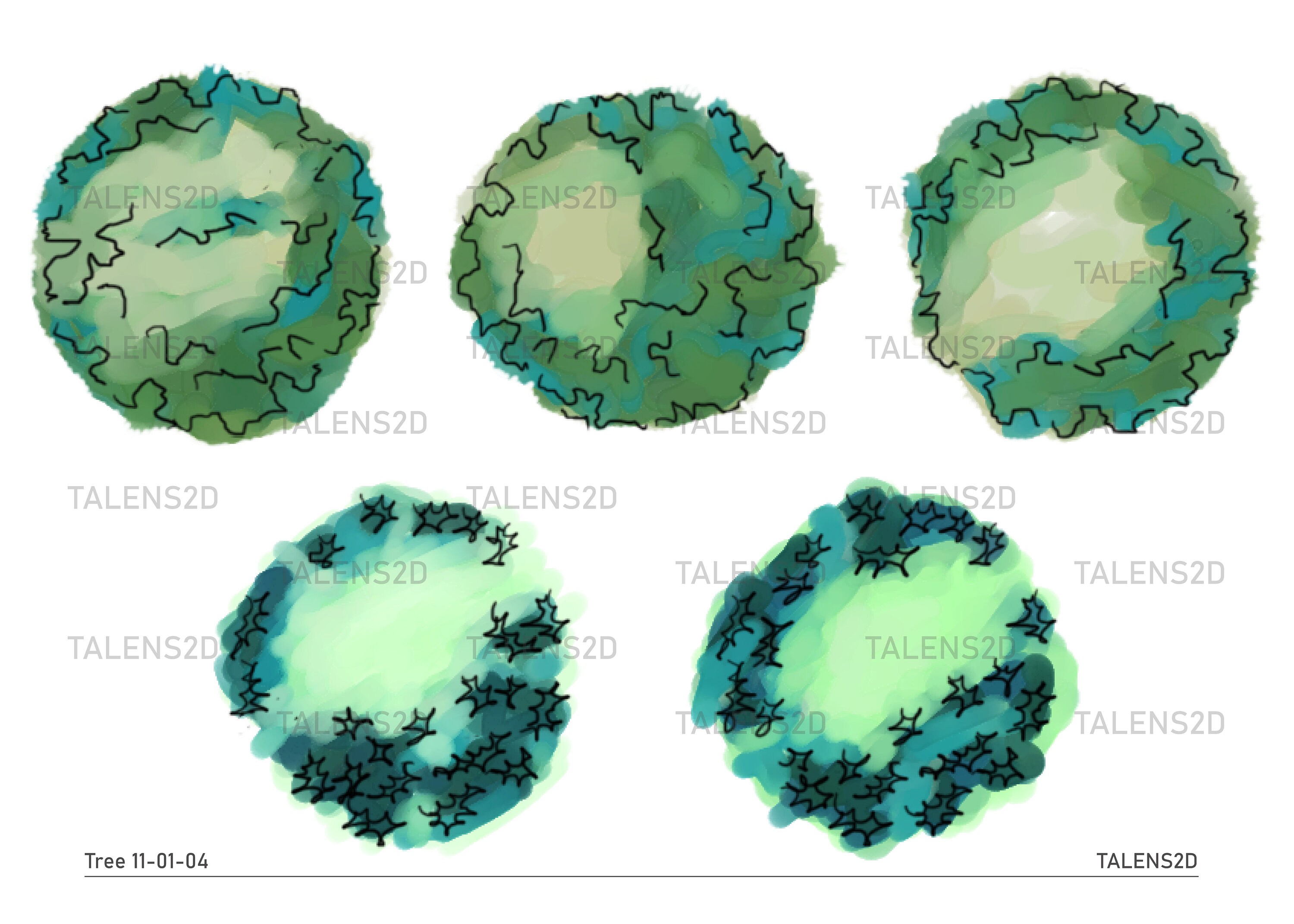 Tree Top View, 2D Landscape Clipart in PNG - Etsy