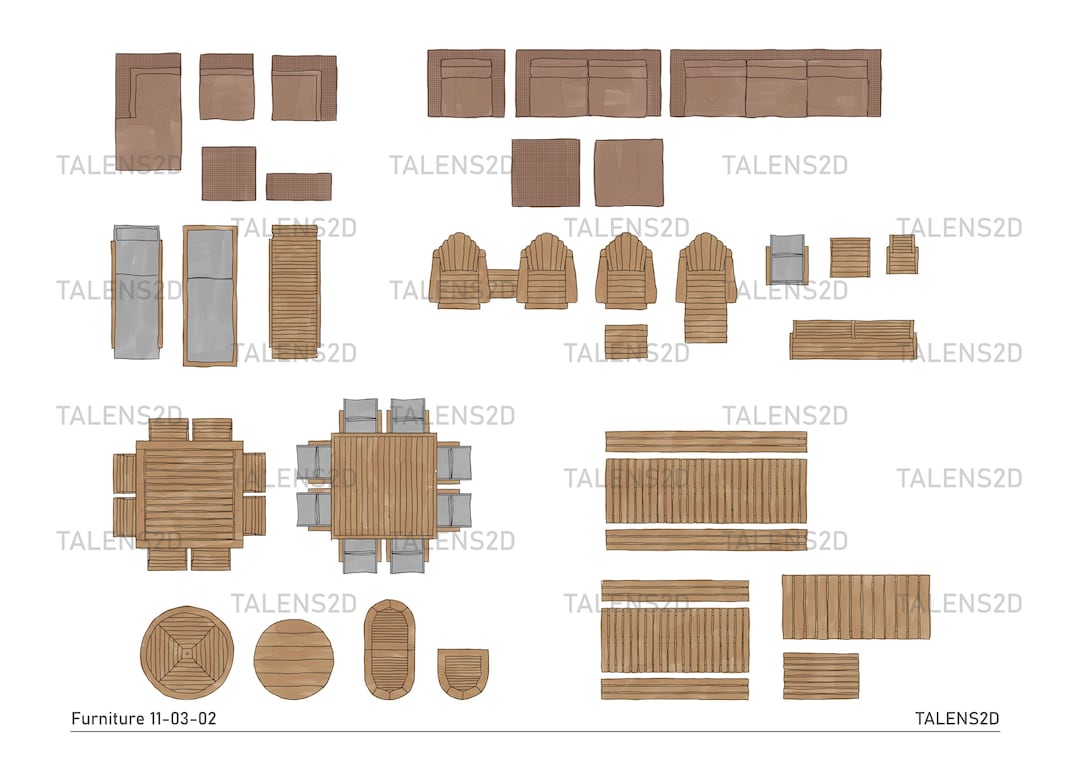 2D Garden Furniture Top View for Floor Plans (PNG Files) - Etsy