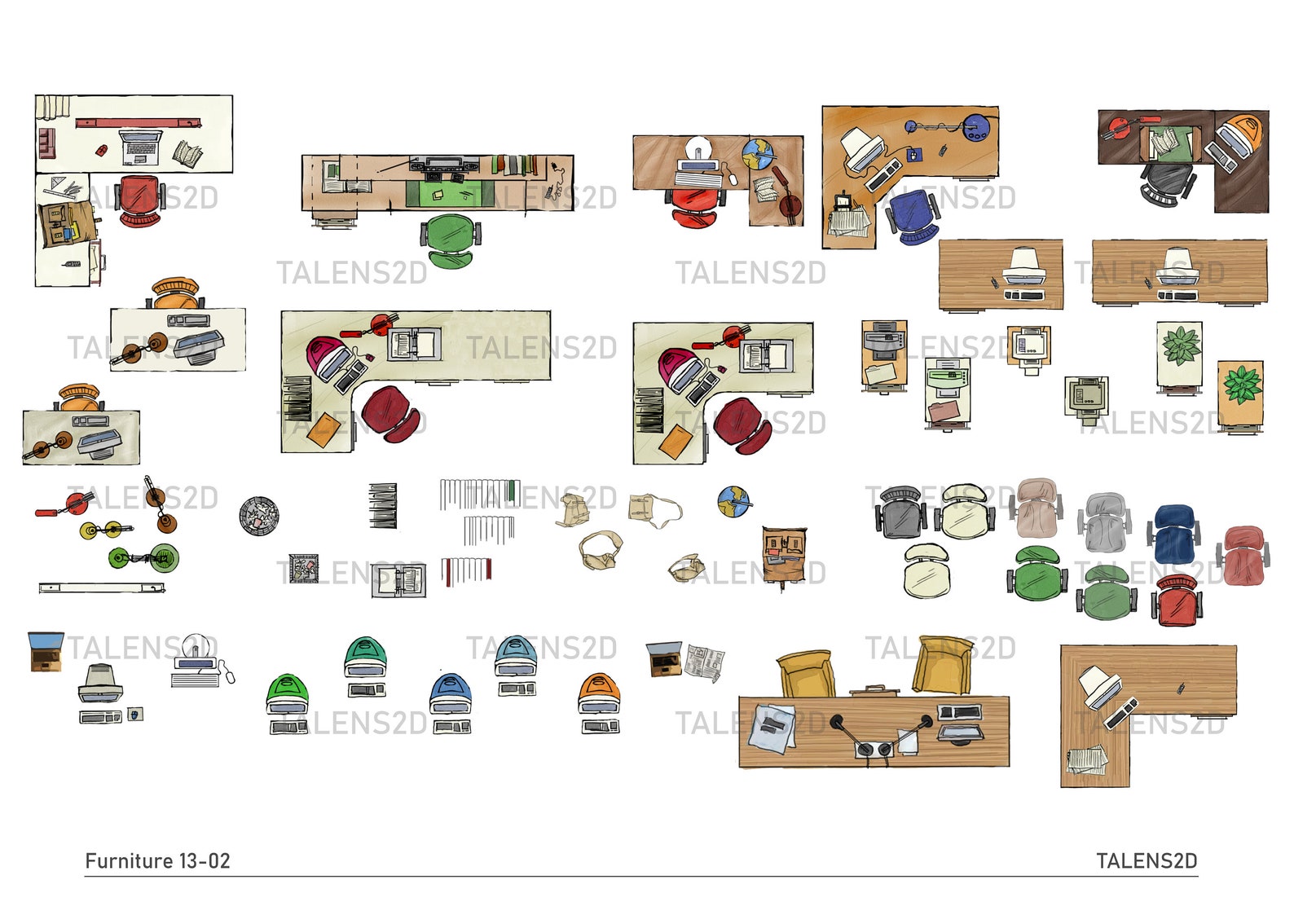 Study Furniture Top View, 2D Top View PNG for Floor Plan, PNG Files for ...