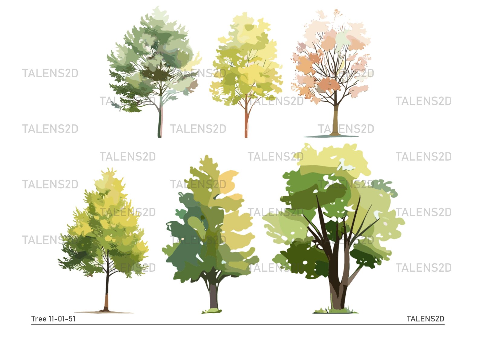 Watercolor Trees Clipart | Painted Tree Clipart | PNG Graphics ...