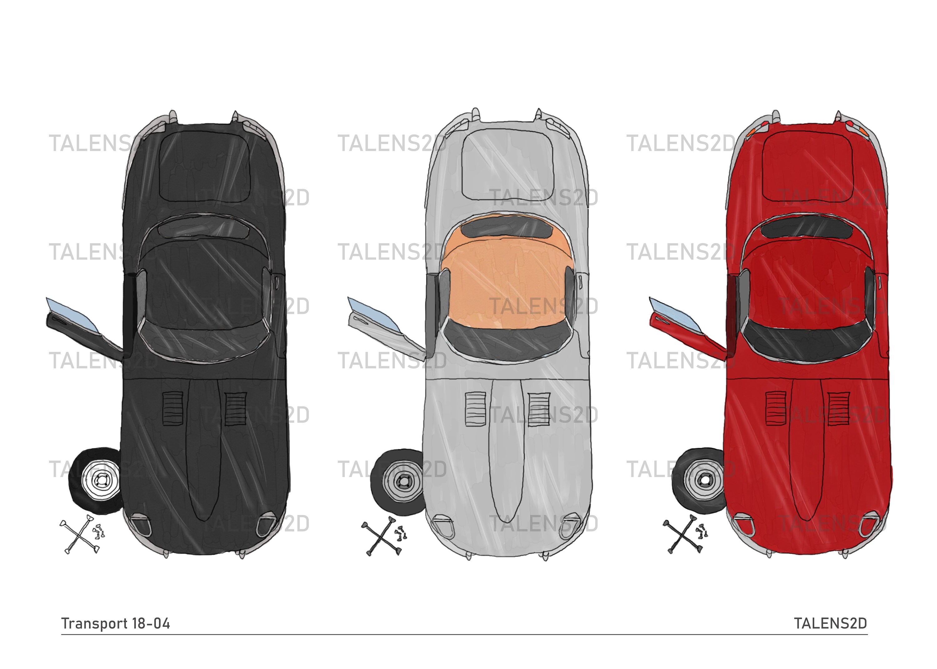 Car Top View, 2D Top View PNG for Floor Plan, PNG Files for Download ...