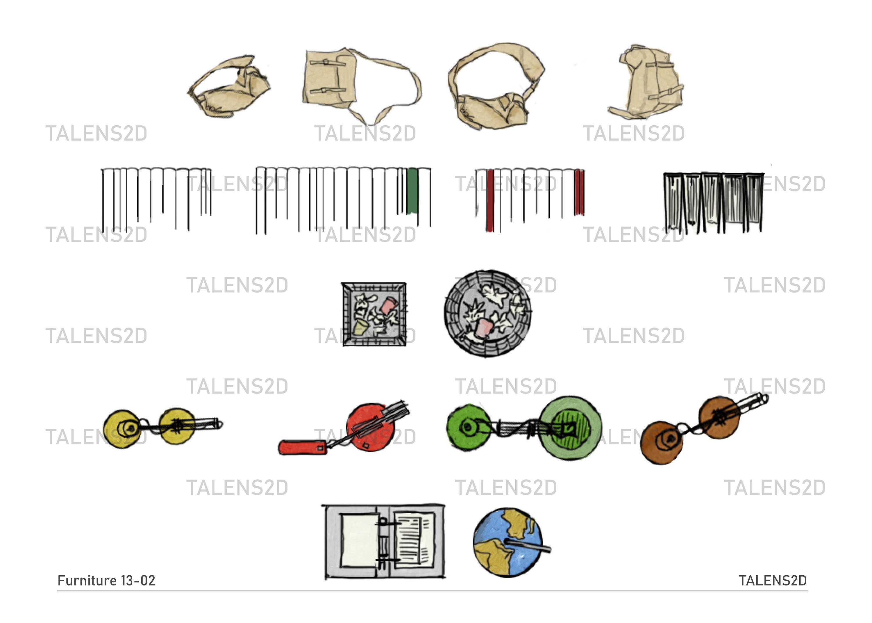 Study Furniture Top View, 2D Top View PNG for Floor Plan, PNG Files for ...