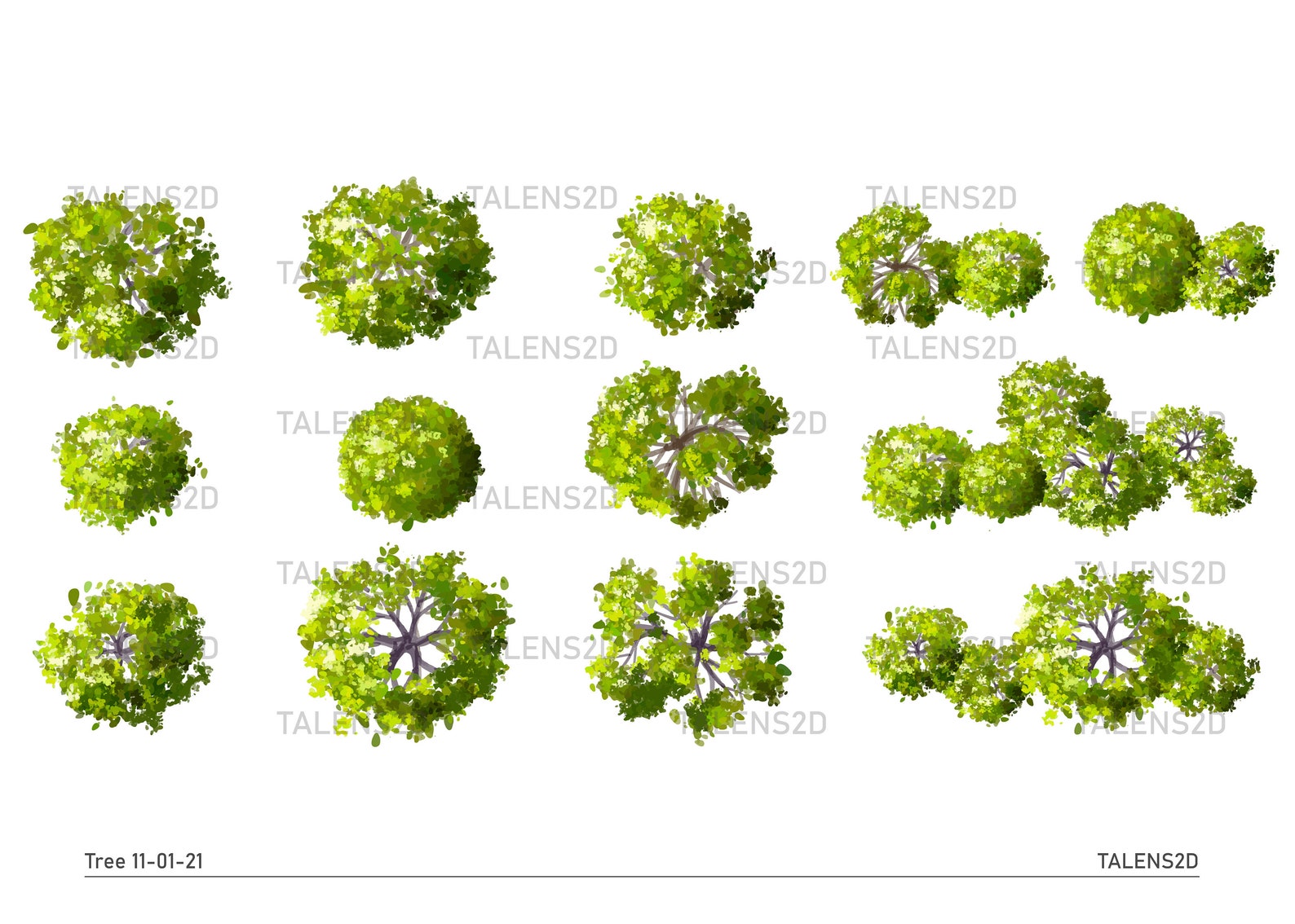 Tree Top View, 2D Landscape Clipart in PNG - Etsy