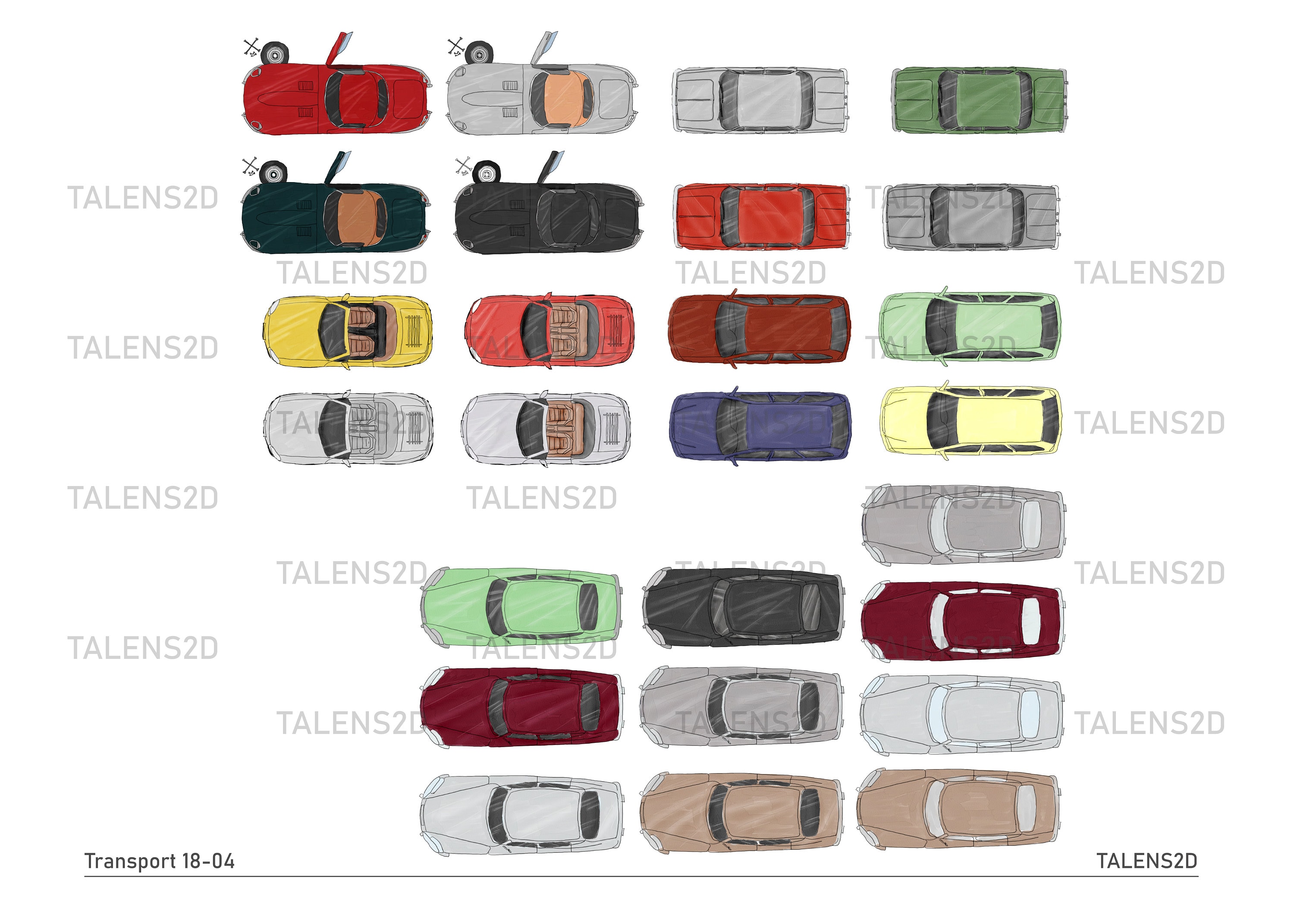 Car Top View PNG: 2D Floor Plan Graphics (digital Download) - Etsy