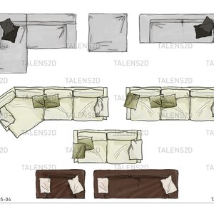 Sofa Furniture Top View, 2D Furniture Top View for Floor Plans, PNG ...