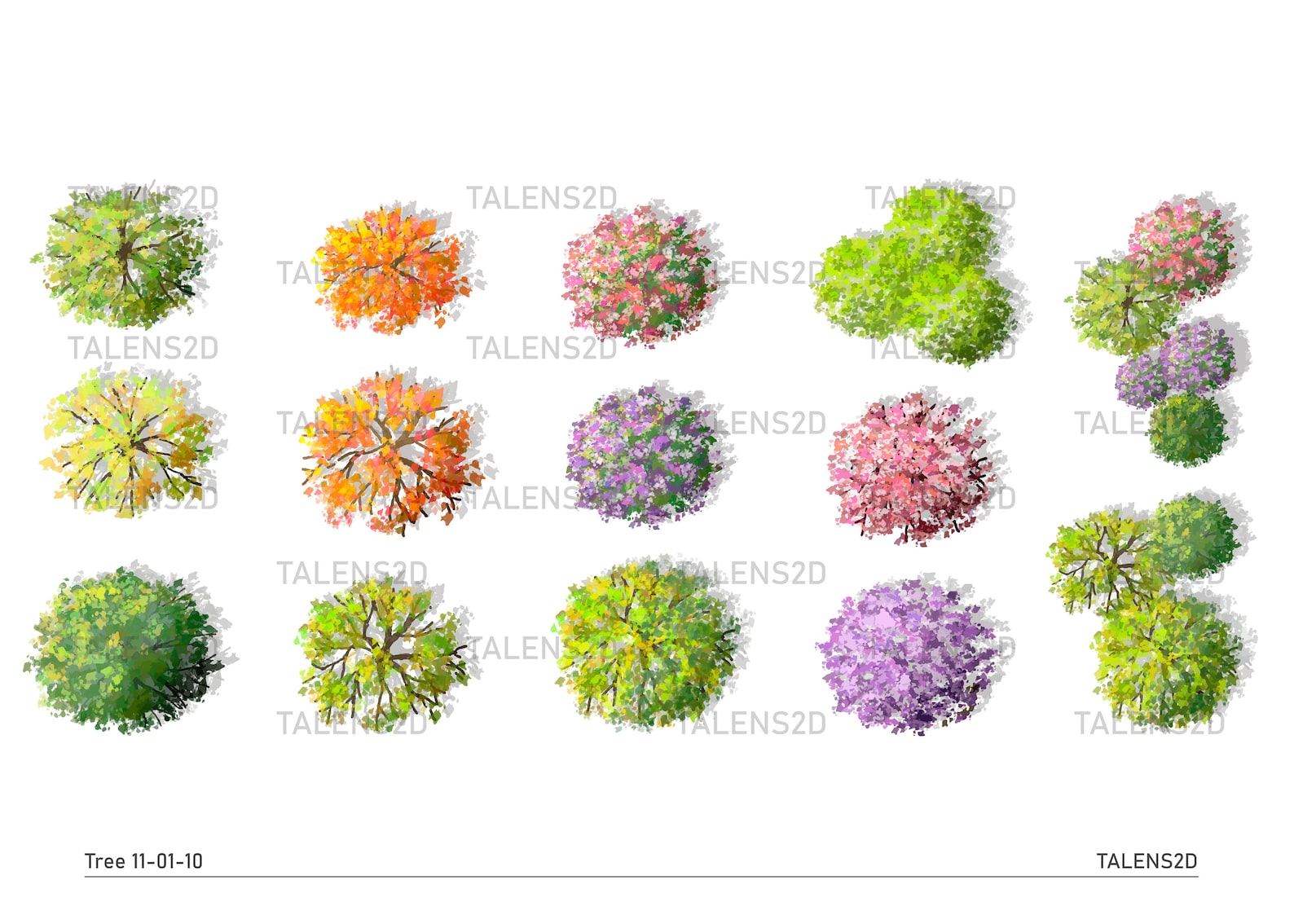 Tree Top View, 2D Landscape Clipart in PNG - Etsy