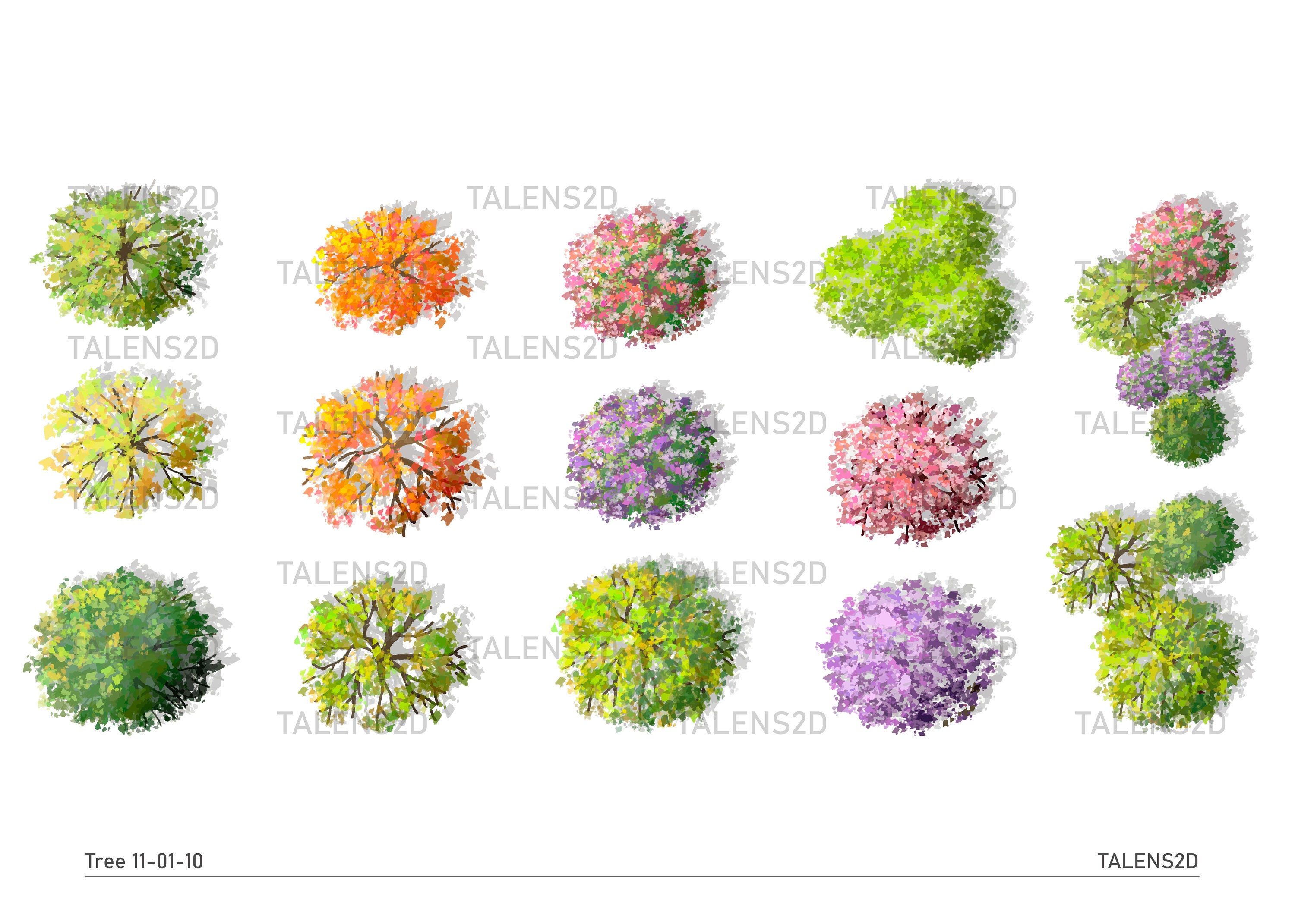 Tree Top View, 2D Landscape Clipart in PNG - Etsy