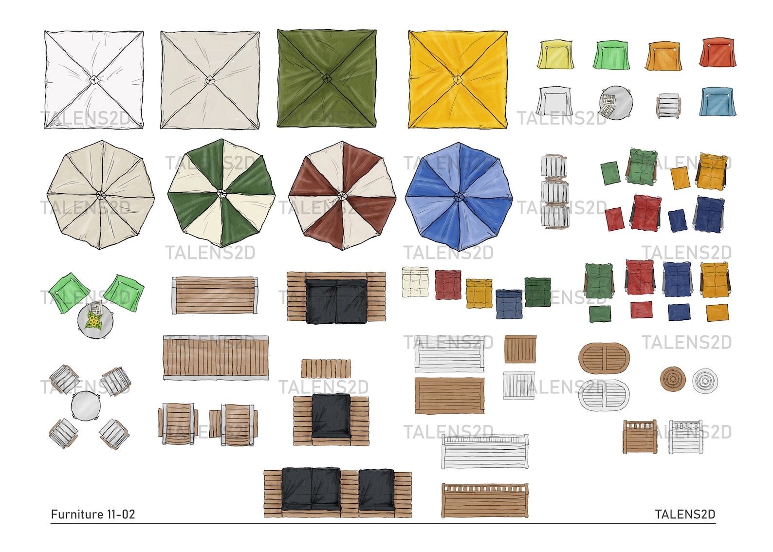 Garden Furniture Top View: 2D Landscape Floor Plan (PNG Files) - Etsy