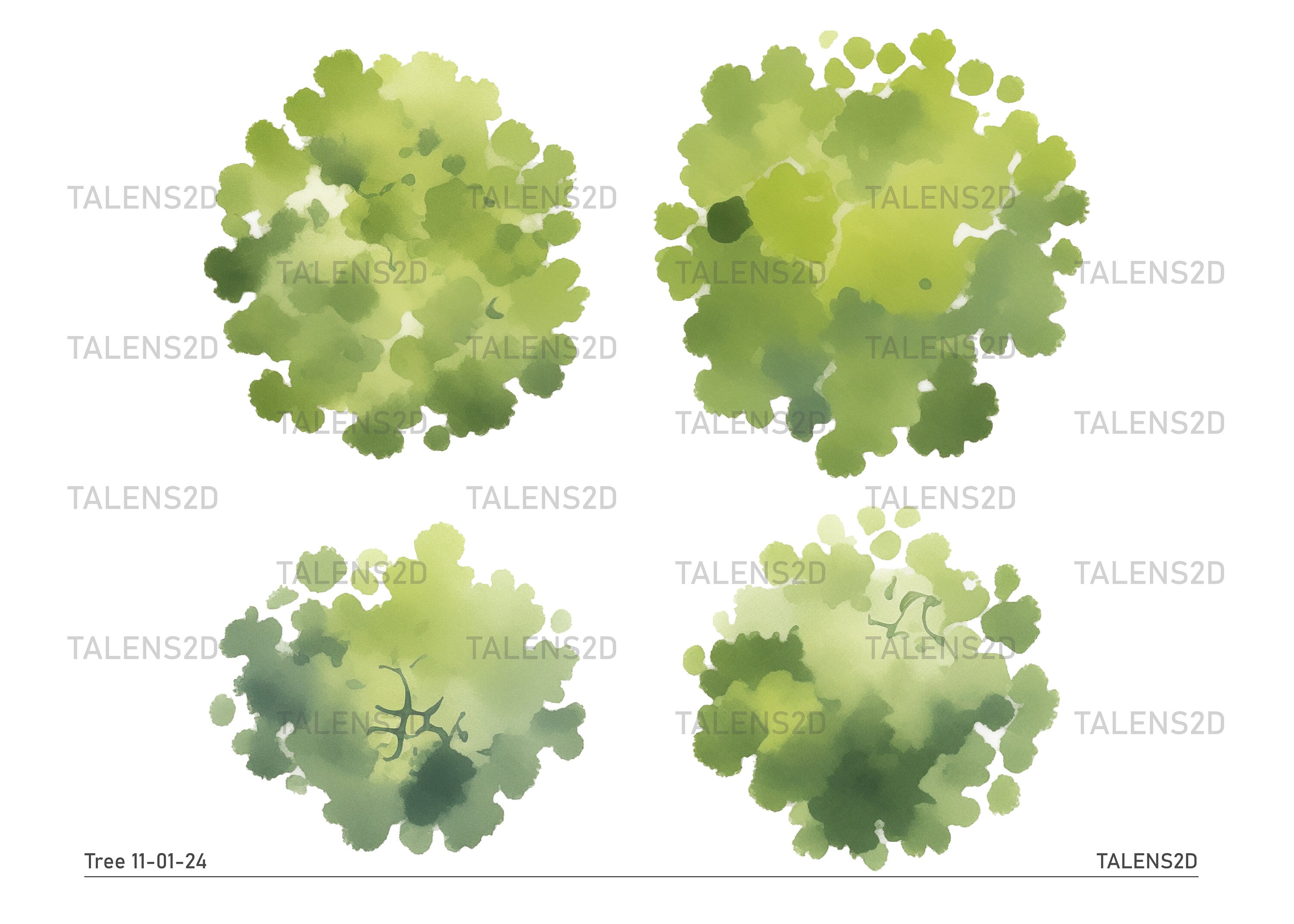Tree Top View, 2D Landscape Clipart in PNG - Etsy