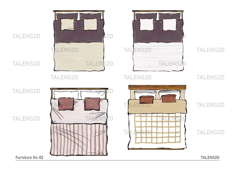 Bed Top View, 2D Top View PNG for Floor Plan, PNG Files for Download - Etsy