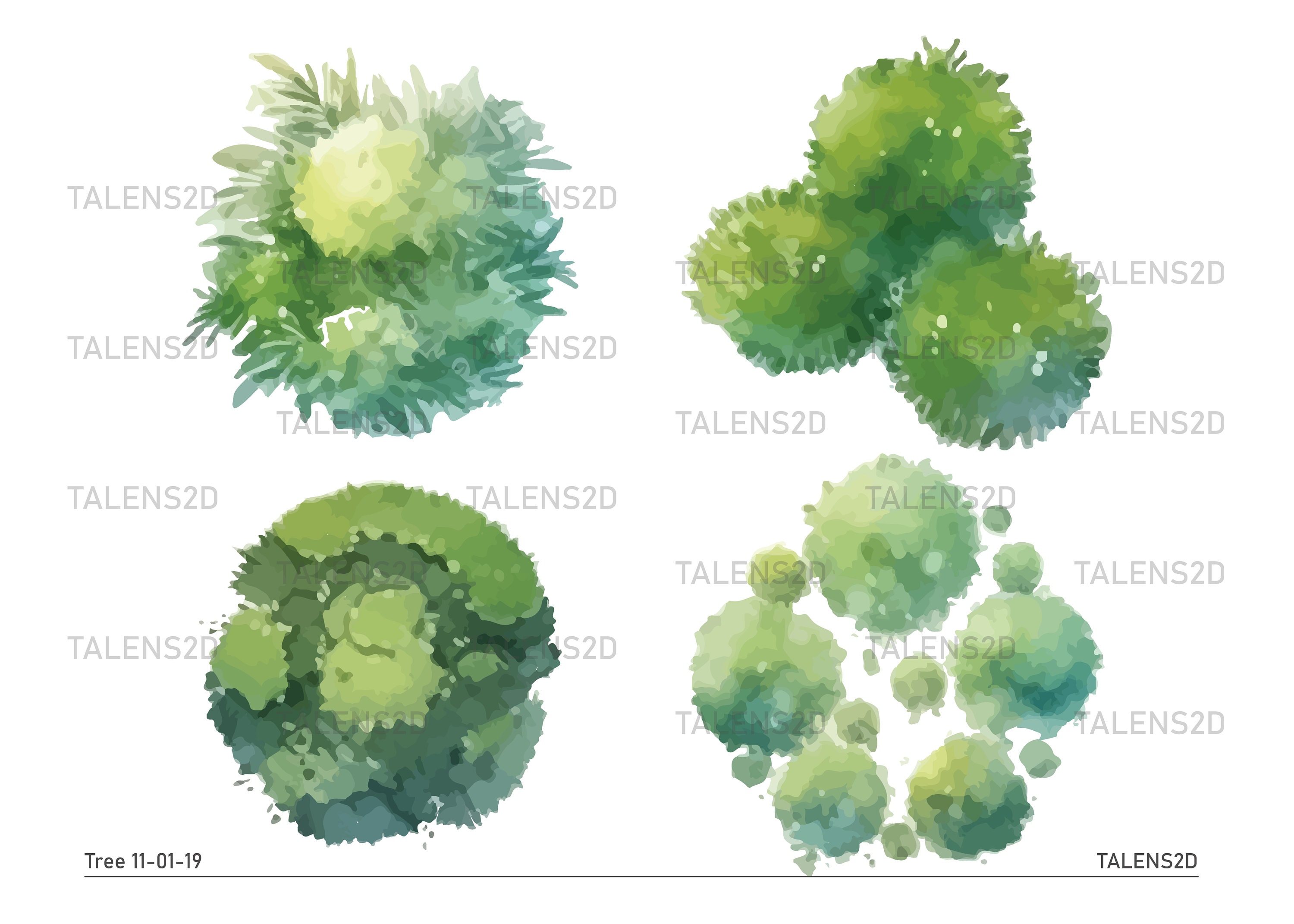 Tree Top View, 2D Landscape Clipart in PNG - Etsy