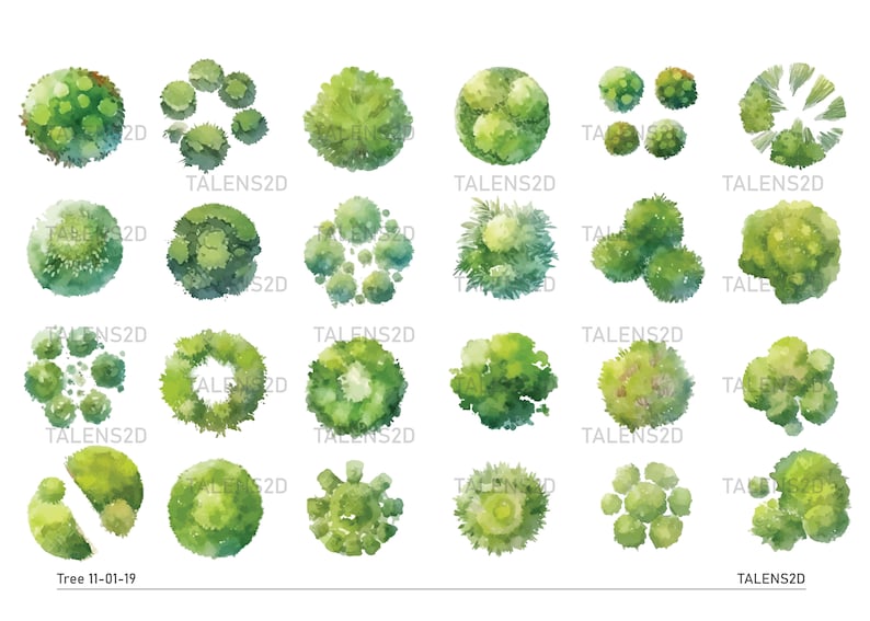 Tree Top View, 2D Landscape Clipart in PNG - Etsy