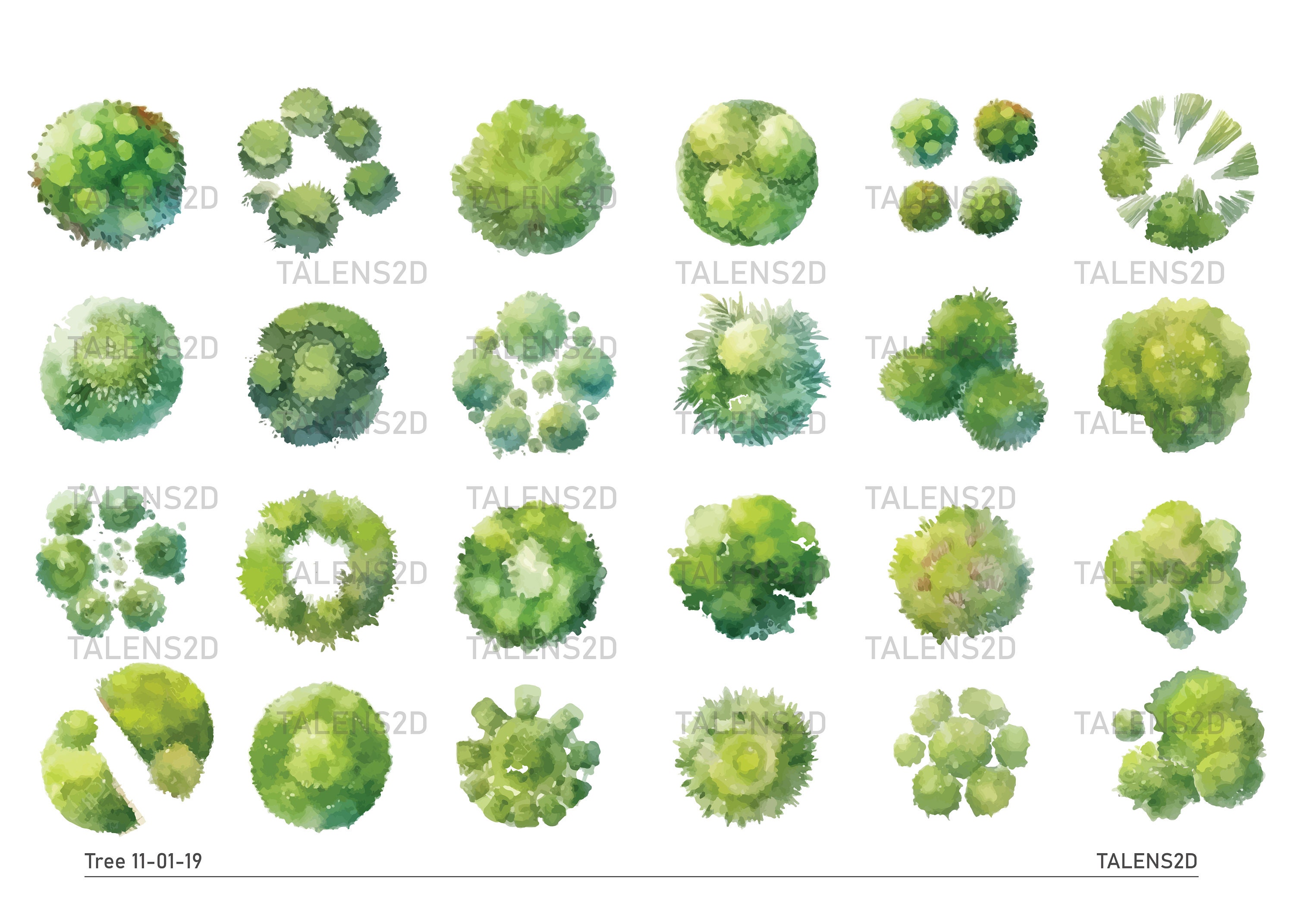 Tree Top View, 2D Landscape Clipart in PNG - Etsy