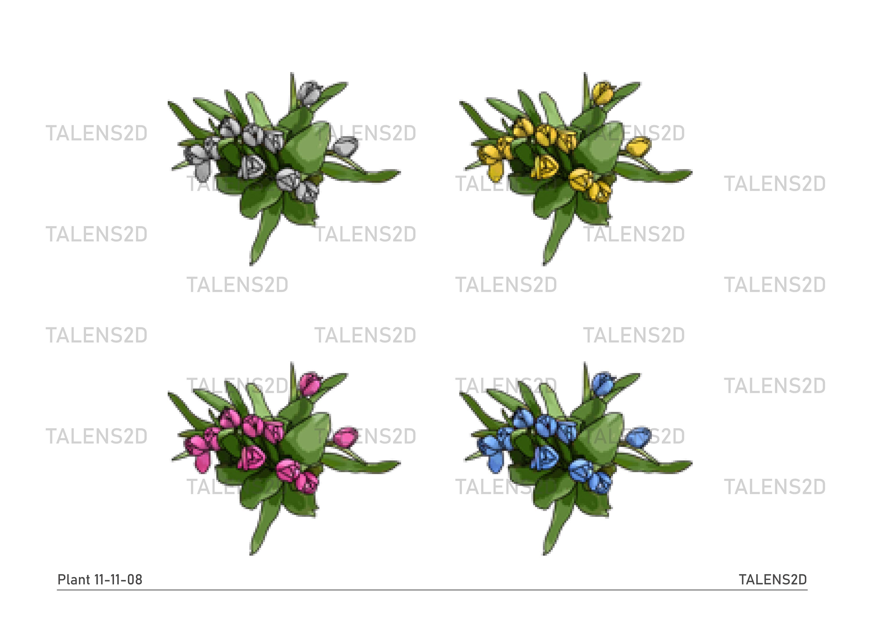 Plant Top View, Landscape Plants, Hand Painted Plant Top Symbols for ...