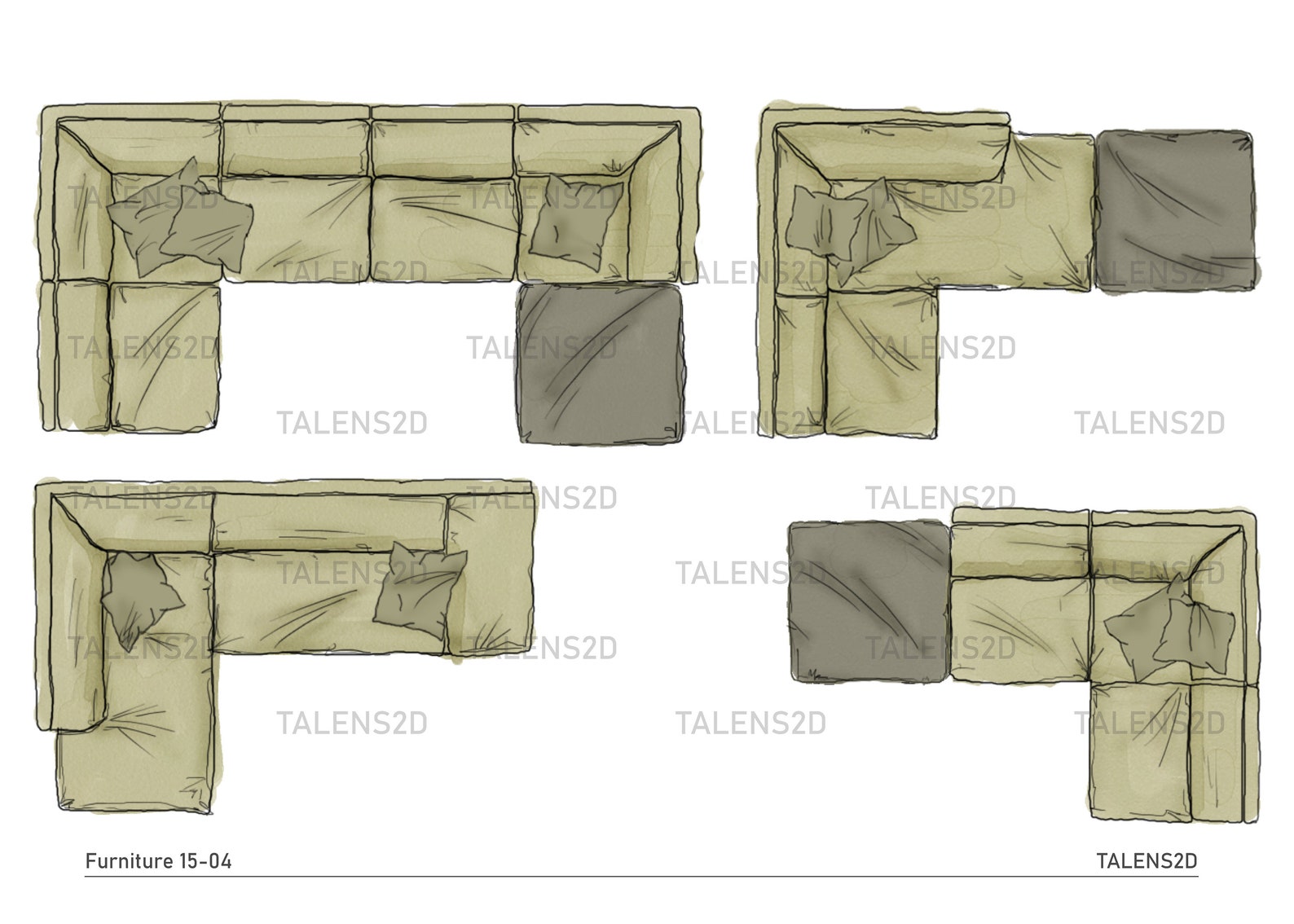 Sofa Furniture Top View, 2D Furniture Top View for Floor Plans, PNG ...
