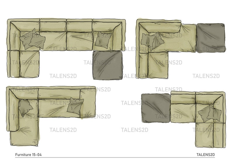 Sofa Furniture Top View, 2D Furniture Top View for Floor Plans, PNG ...