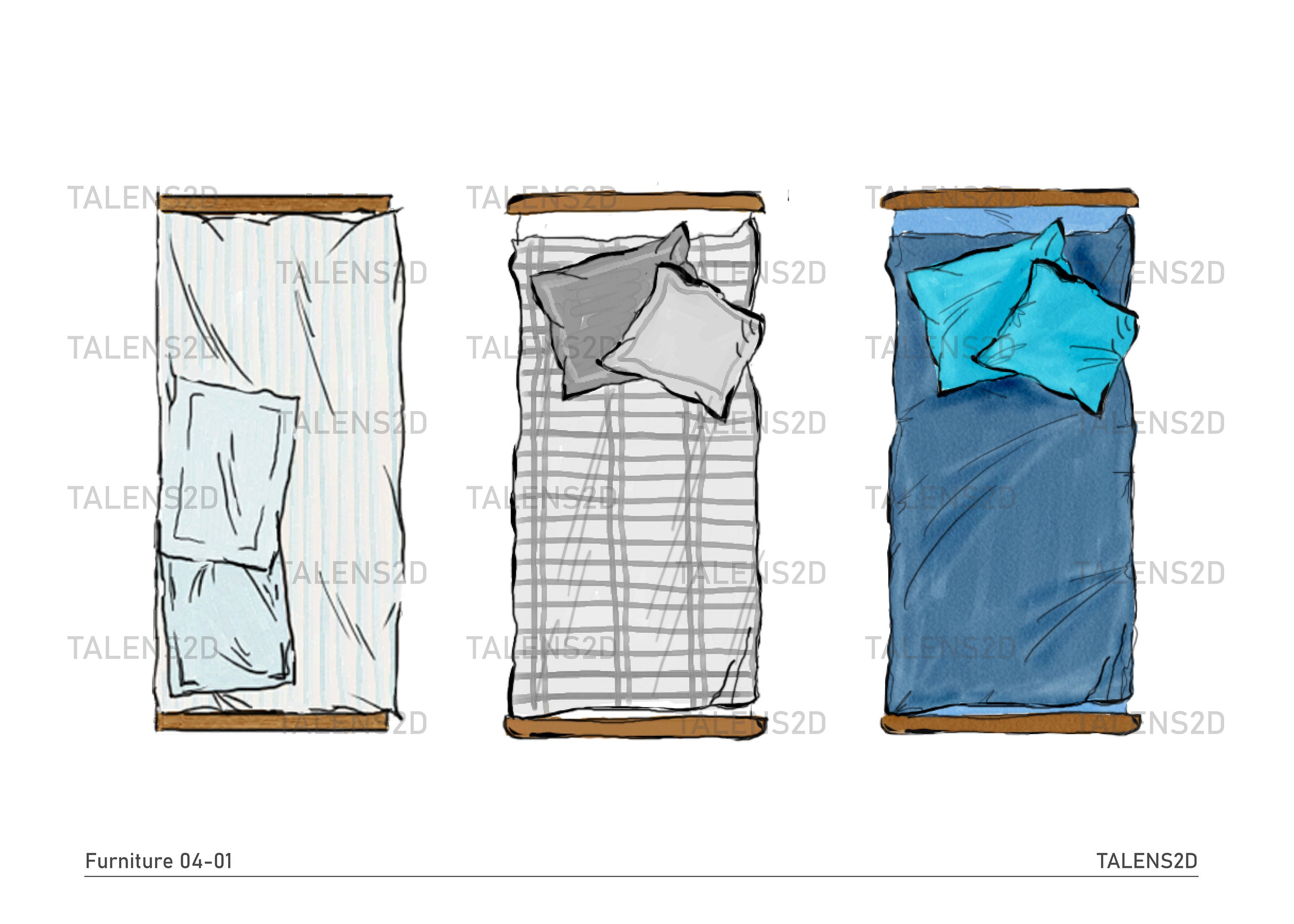 Bed Top View, 2D Top View PNG for Floor Plan, PNG Files for Download - Etsy