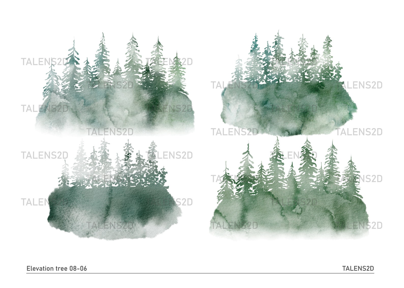 Watercolor Trees Clipart | Painted Tree Clipart | PNG Graphics ...