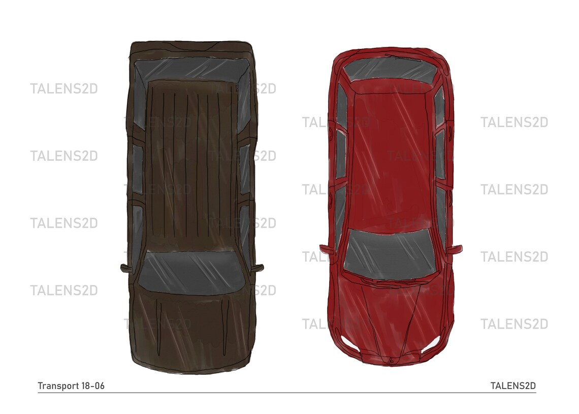 Car Top View, 2D Furniture Top View for Floor Plans, PNG Files for ...