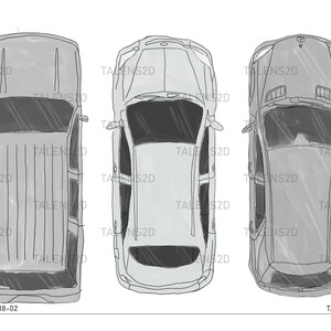 Car Top View, 2D Top View PNG for Floor Plan, PNG Files for Download - Etsy