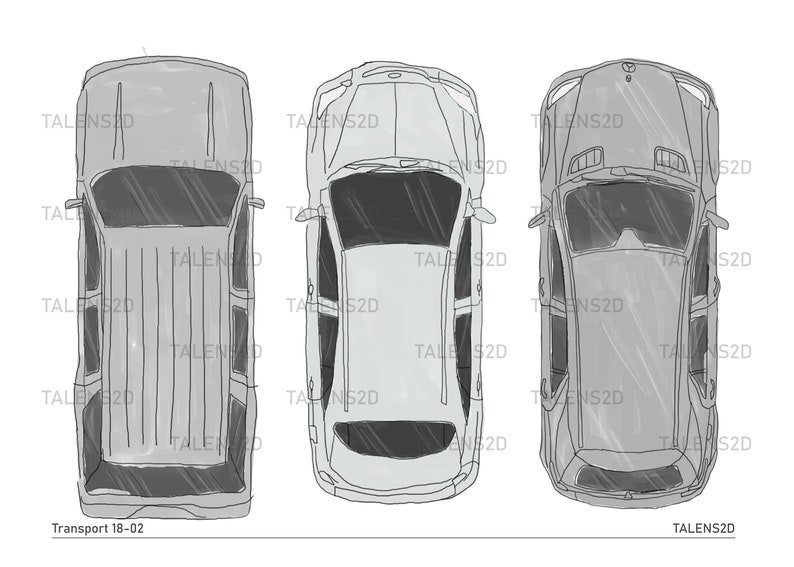 Car Top View, 2D Top View PNG for Floor Plan, PNG Files for Download - Etsy