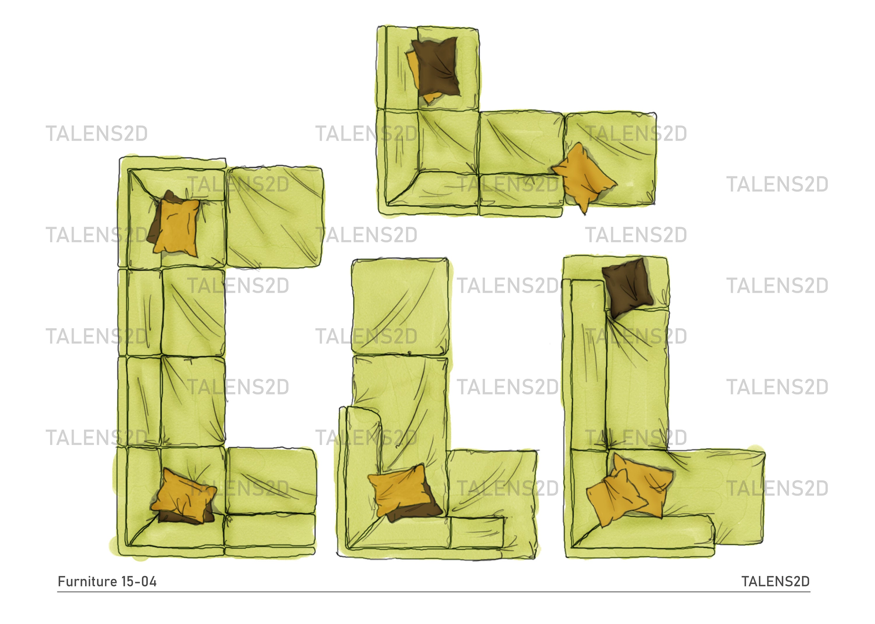 Sofa Furniture Top View, 2D Furniture Top View for Floor Plans, PNG ...